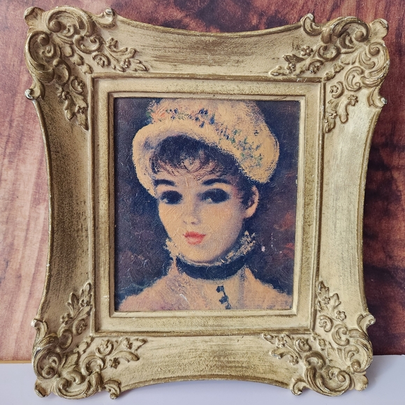 hulda | Art | Vtg Huldah Cherry Jeffe 95s Framed Art Portrait Woman Mcm Hollywood Regency Fr ...
